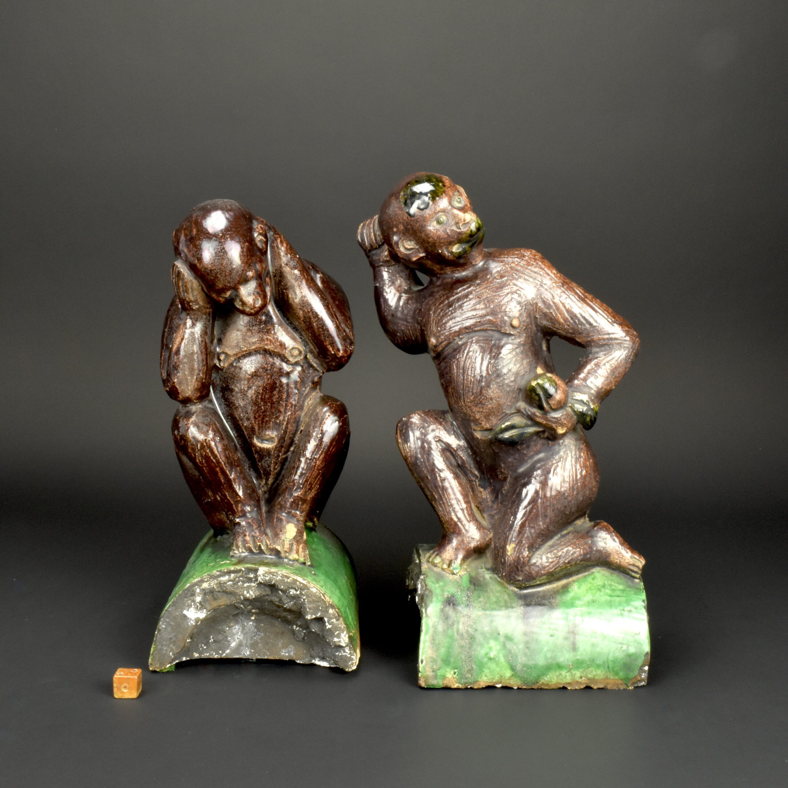 A Pair of Rare Monkey Form Ming Earthenware Ridge Tiles - Robert ...